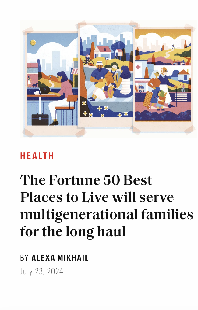 The Fortune 50 Best Places to Live will serve multigenerational families for the long haul ...